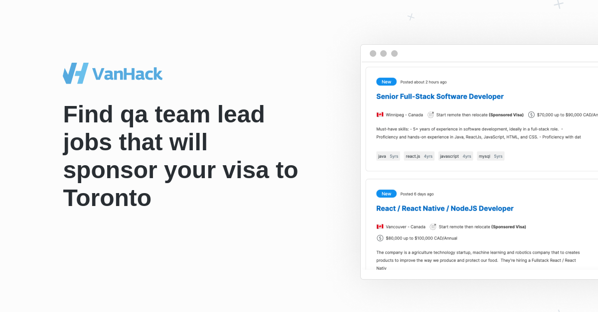 Qa team lead jobs in Toronto - VanHack
